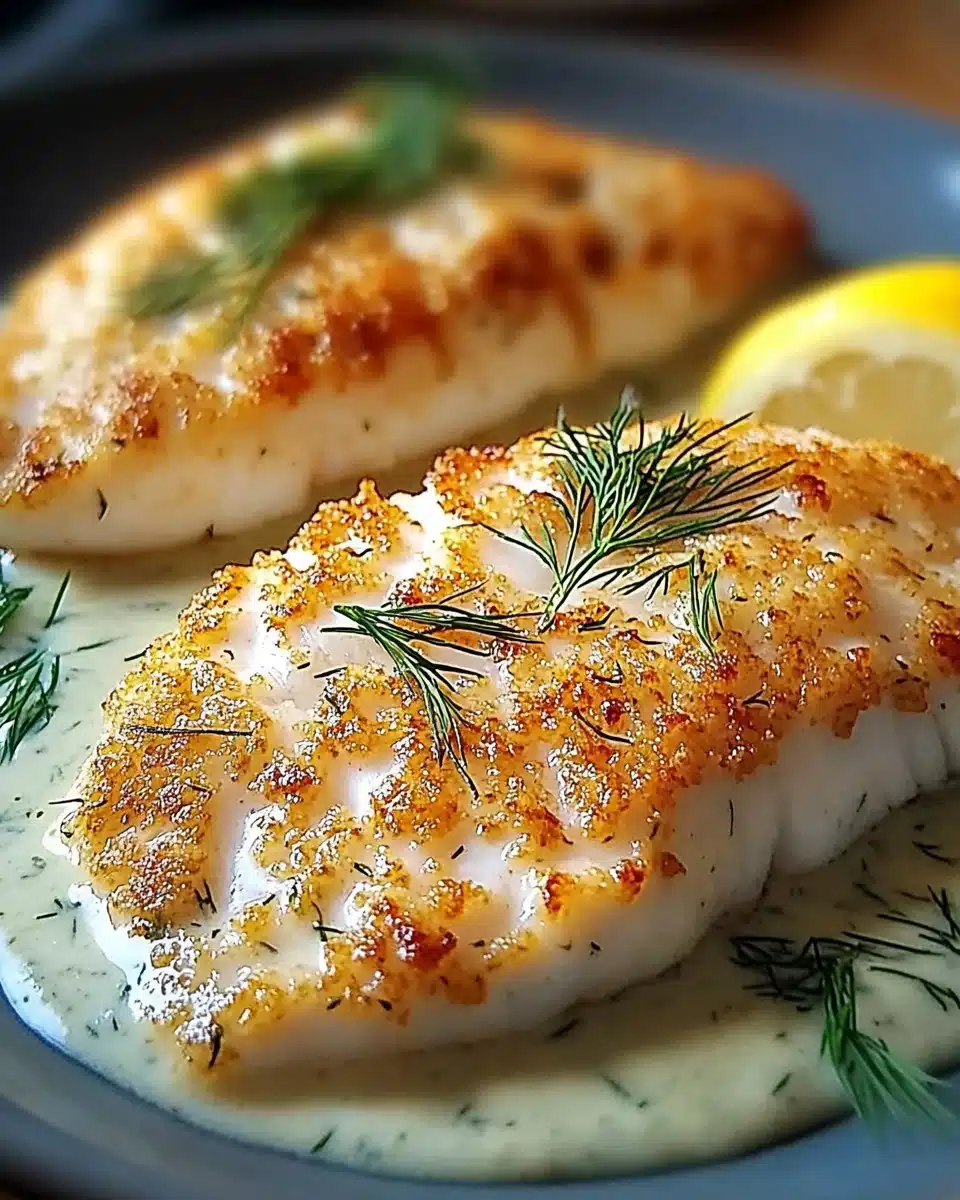 Panko-Crusted Fish with Lemon Dill Sauce