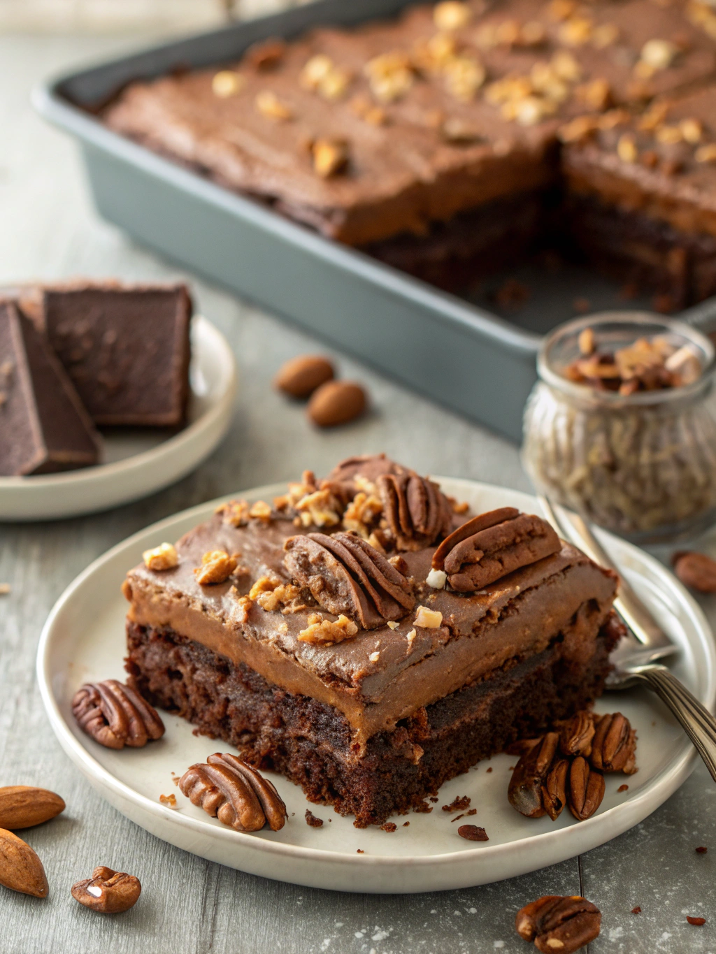 Old Southern Chocolate Pecan Sheet Cake